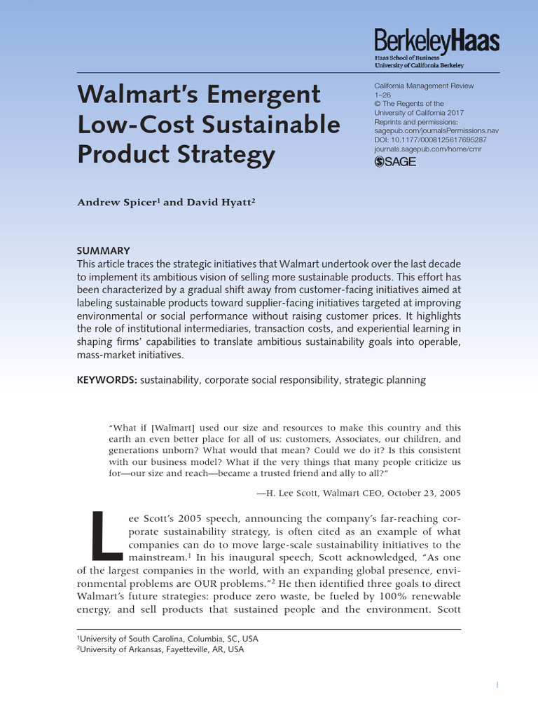 Walmart Emergent Sustainable Product Strategy | PDF | Strategic ...