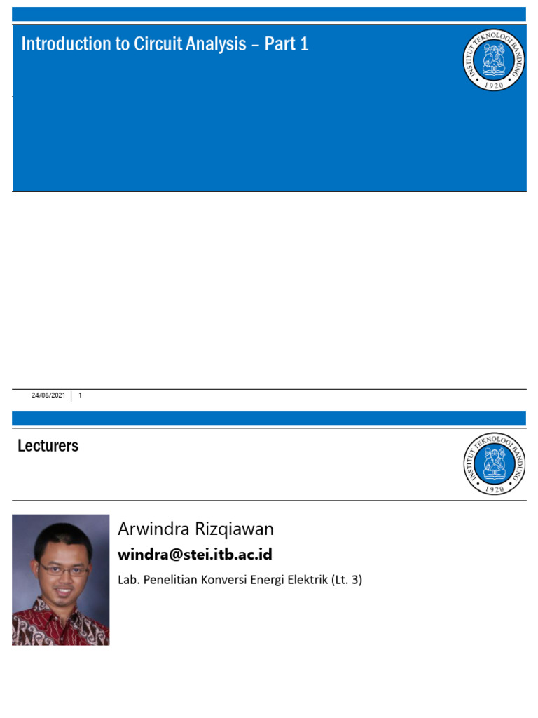 Introduction To Circuit Analysis Part 1 | PDF | Electric Current | Electrical Network