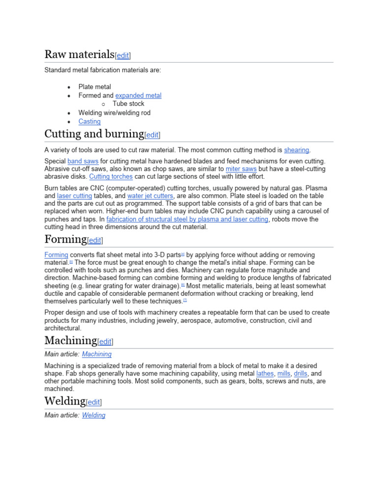 Raw Materials Pdf Metal Fabrication Applied And Interdisciplinary
