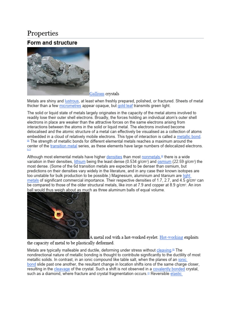 Properties of Metal | PDF | Metals | Plasticity (Physics)