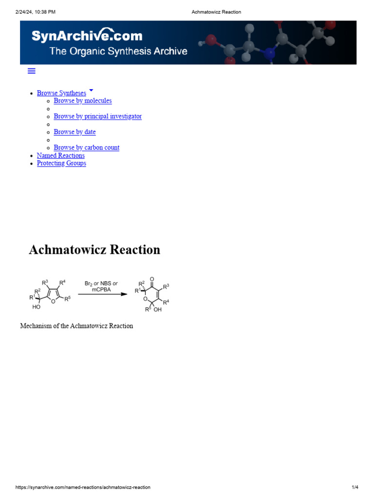 Achmatowicz Reaction | PDF
