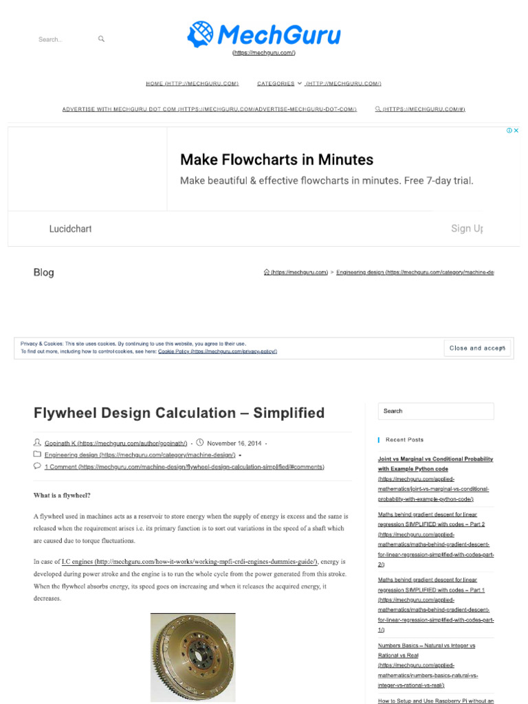 Flywheel Design Calculation - Simplified | PDF