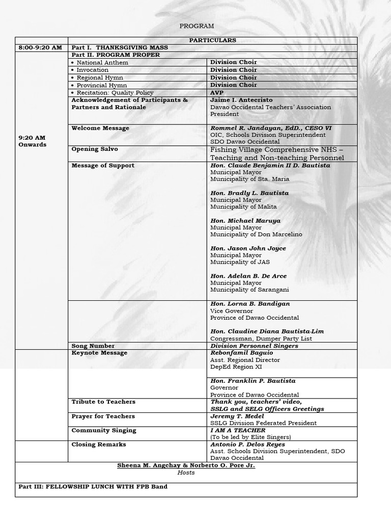 Program of Activities 2023 NTM Draft | PDF