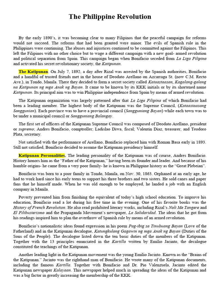 The Philippine Revolution | PDF | Philippines