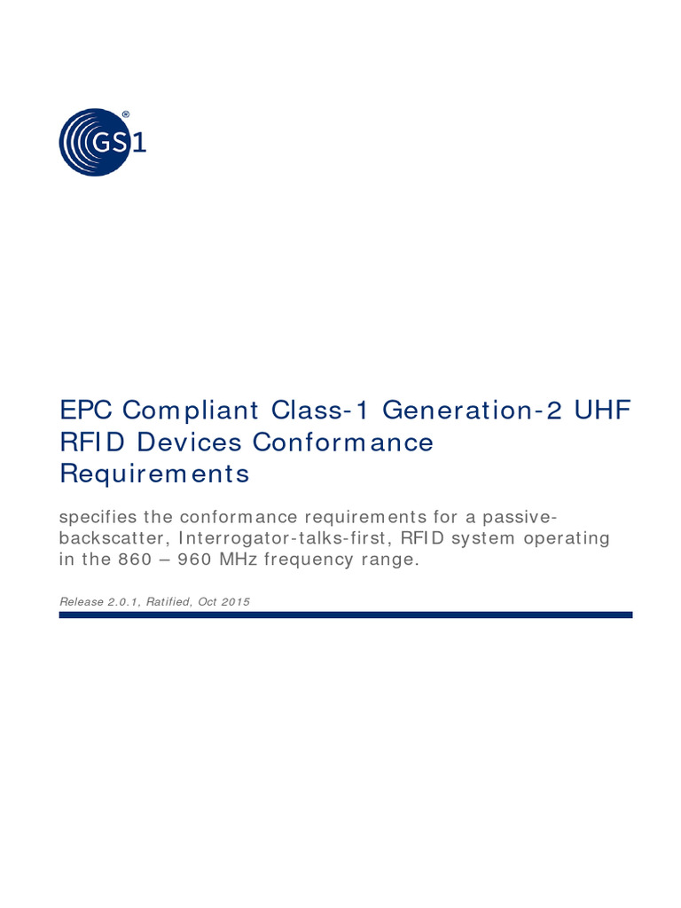 Gen2 Conformance Requirements | PDF | Radio Frequency Identification ...