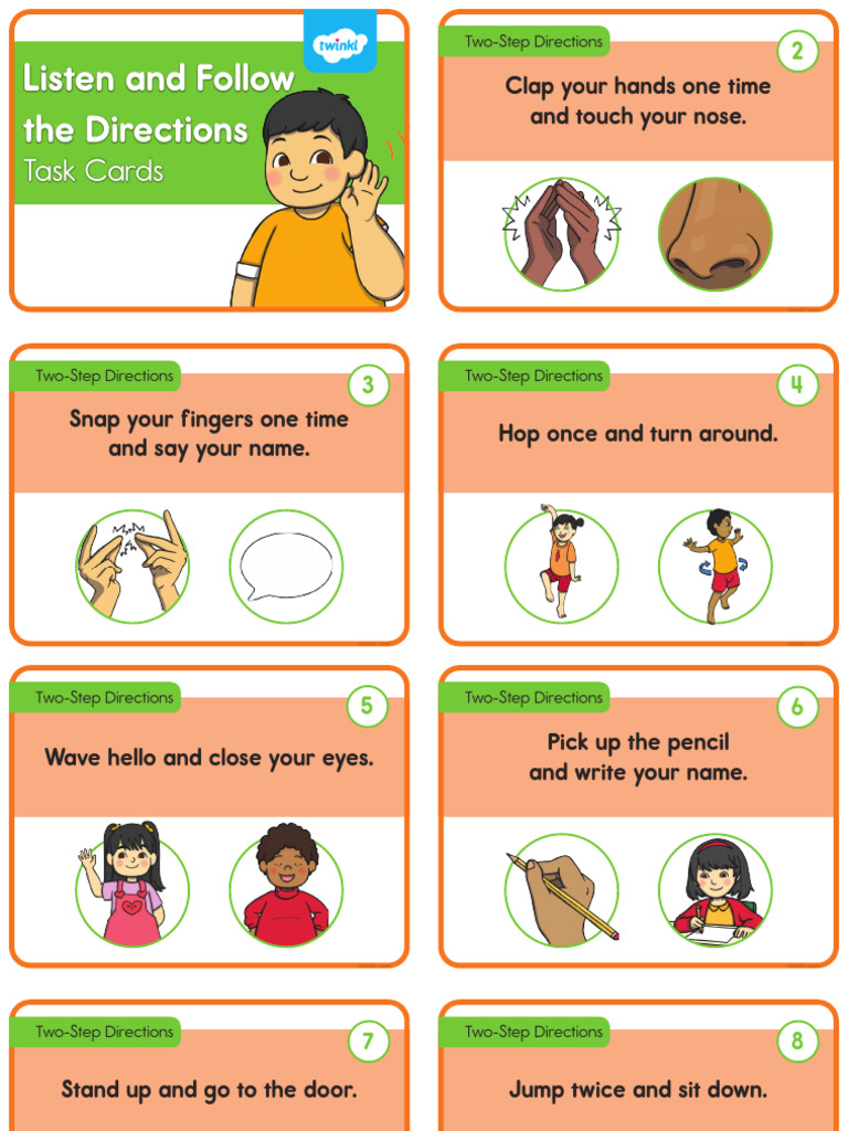 Listen and Follow The Direction Task Cards Us Se 107 - Ver - 1 | PDF