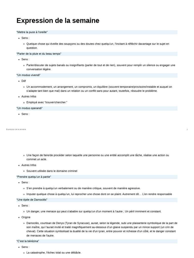Expressions de La Semaine | PDF