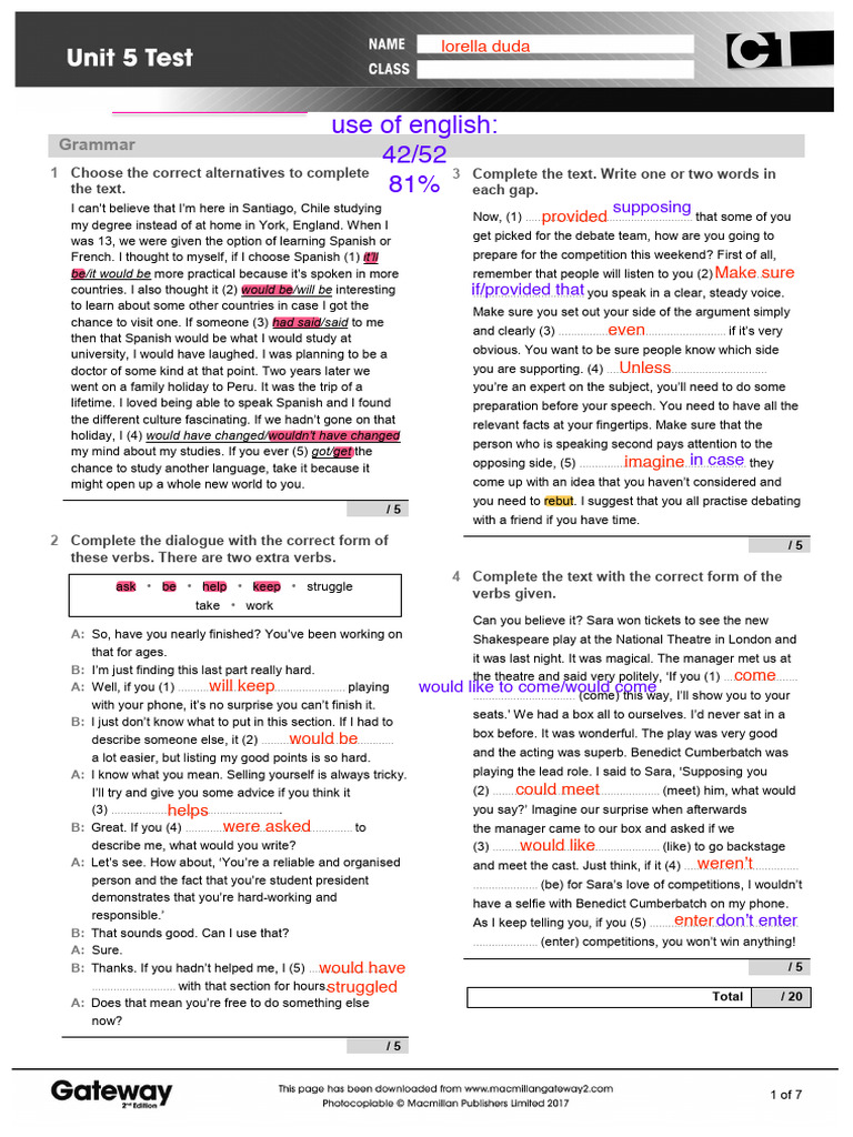 Unit 5 Test Advanced | PDF | Blog | Ellipsis