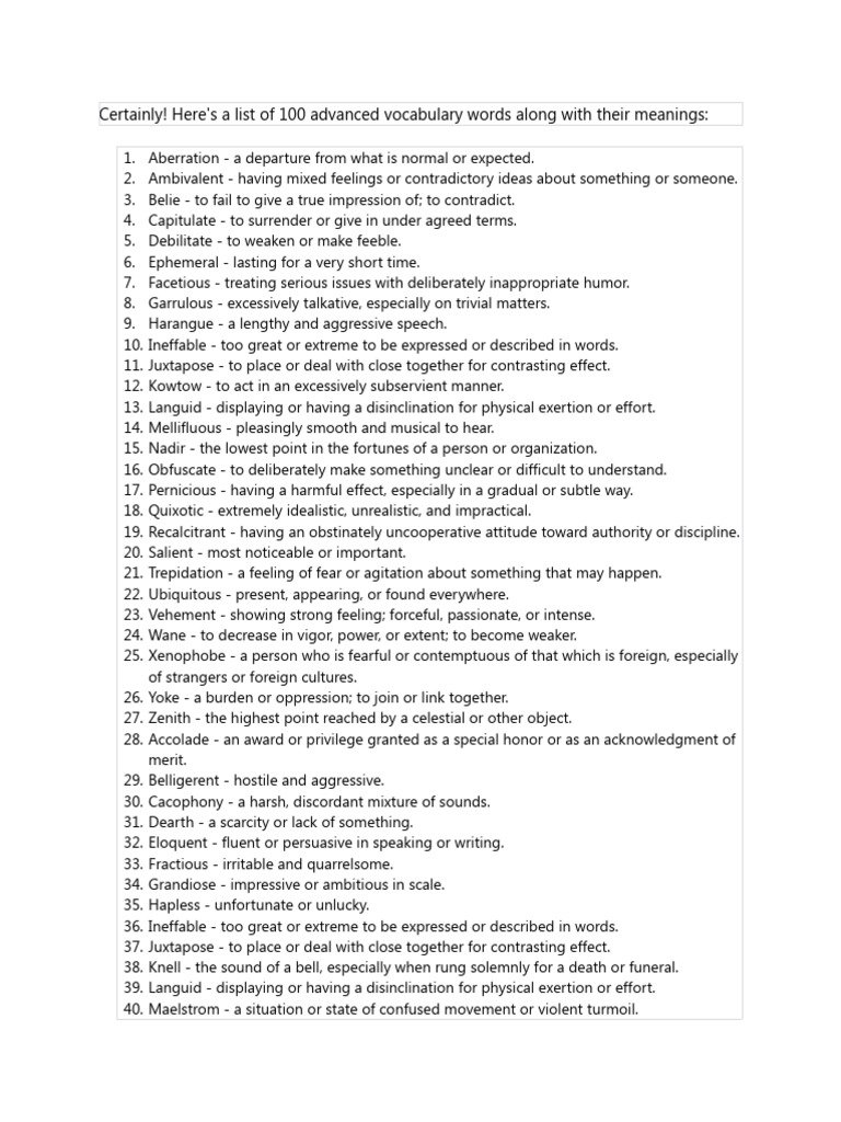 93 Advanced Vocabulary Collective | PDF