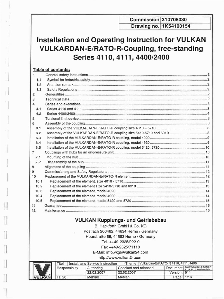 Vulkan - Installation and Operation Instruction | PDF | Screw | Propeller