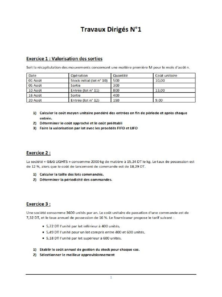 TD1 Logistique en Maintenance | PDF