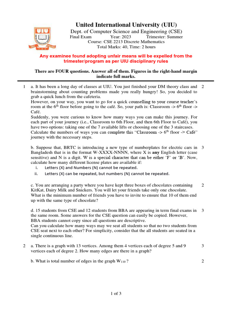 DM Sumer 2023 Question | PDF | Mathematical Concepts | Mathematics