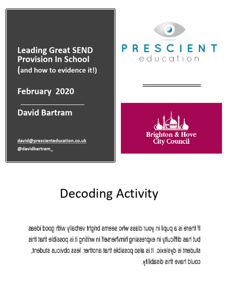 Keynote Presentation - David Bartram | PDF | Autism Spectrum | Psychology