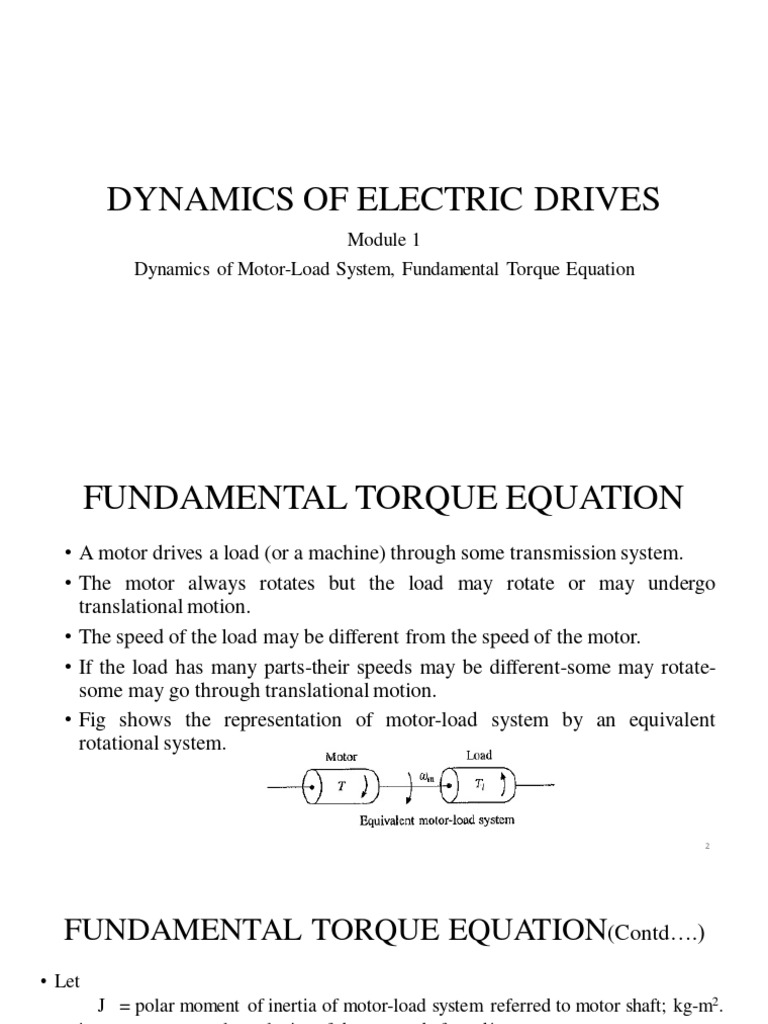 1.4-.Dynamics of Motor-Load System | PDF | Torque | Electric Motor