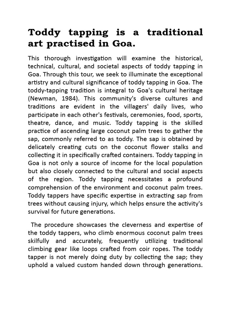 The Traditional Art of Toddy Tapping in Goa | PDF | Coconut
