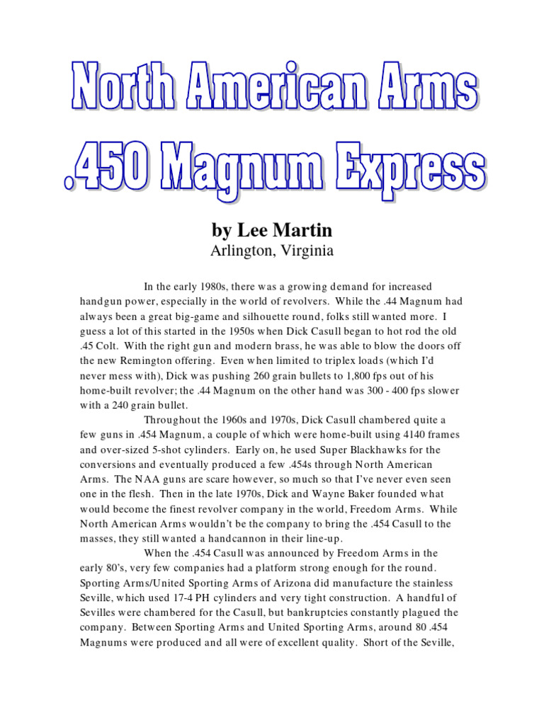 NAA450 Magnum Express | Download Free PDF | Revolver | Cartridge (Firearms)