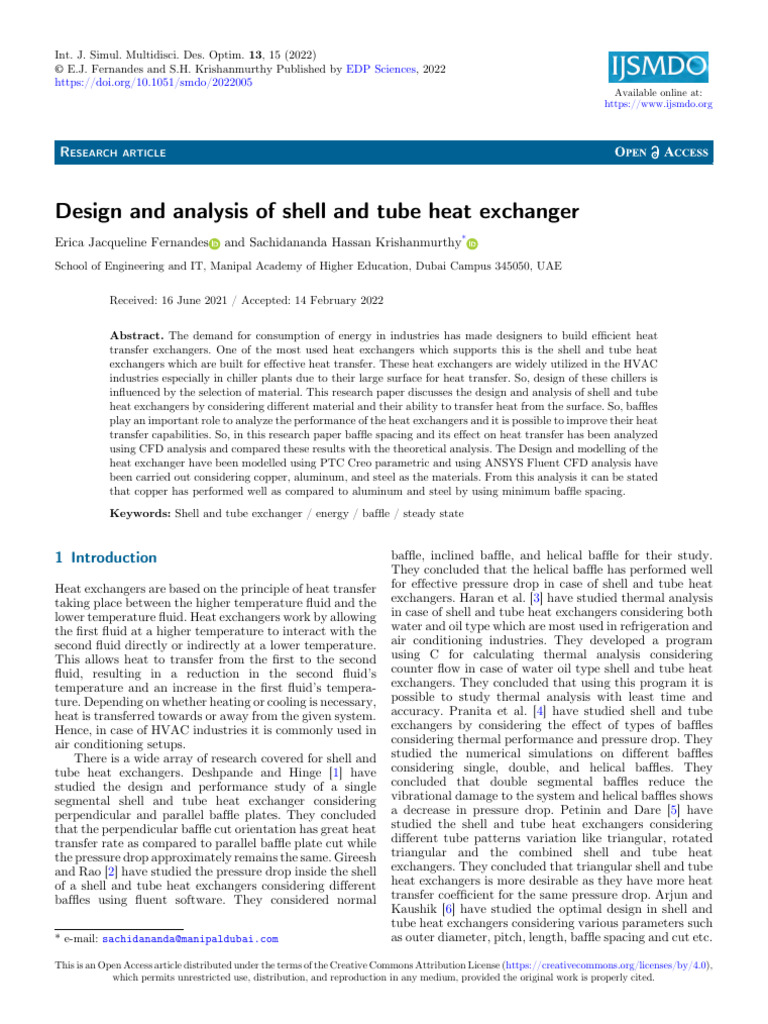 Design and Analysis of Shell and Tube Heat Exchanger | PDF | Heat ...