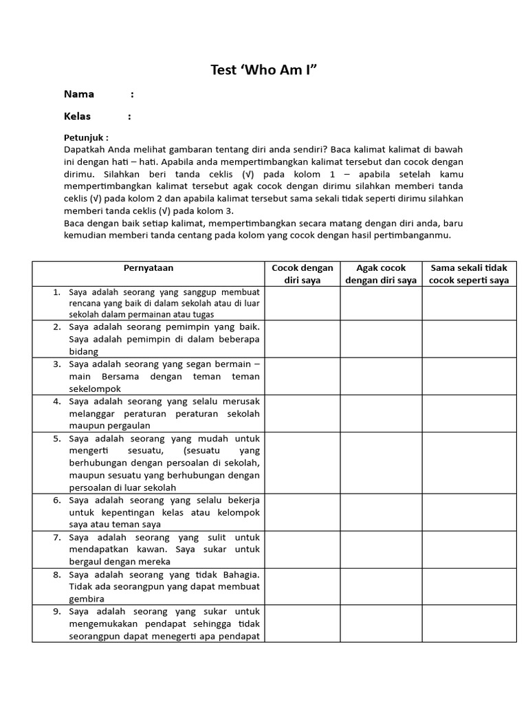 Test Who Am I | PDF