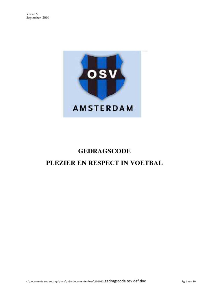 Gedragscode OSV Def | PDF