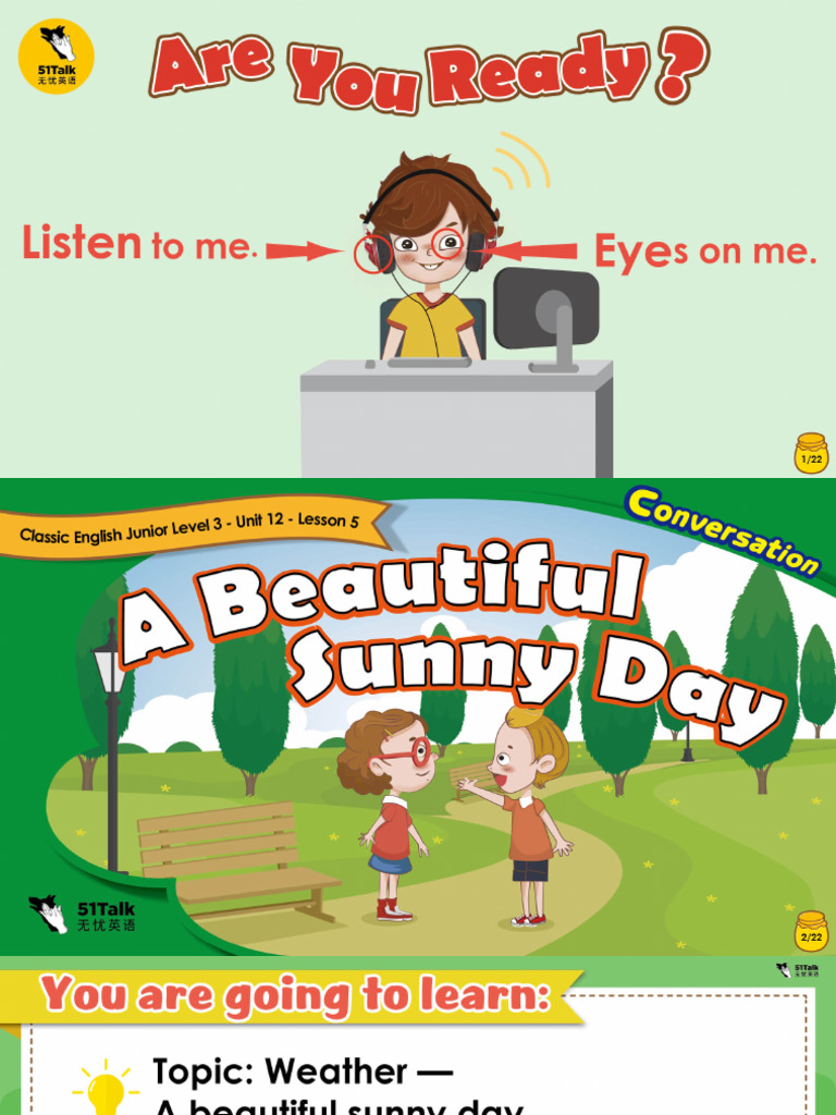 Level 3 - Unit 12 - Lesson 5 - Beautiful Sunny Day | PDF