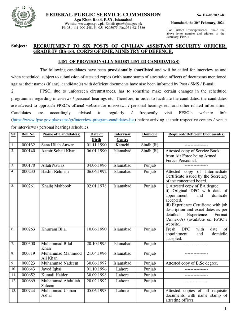 Federal Public Service Commission | PDF | Islamabad | World Politics