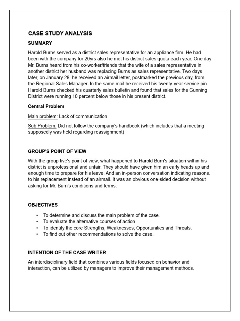 Case Study Analysis | PDF