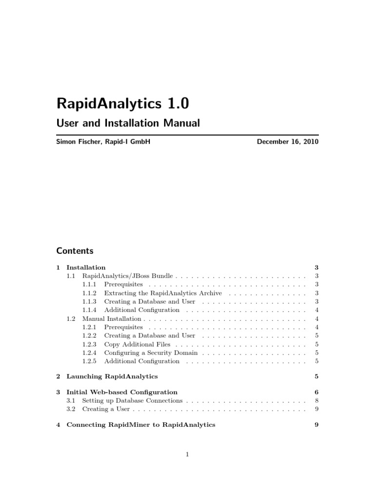 Rapid Analytics 1.0.000 Manual | PDF | Databases | Parameter (Computer Programming)