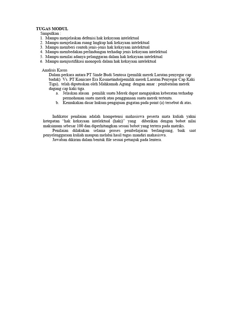 TUGAS - Modul Hak Atas Kekayaan Intelektual | PDF