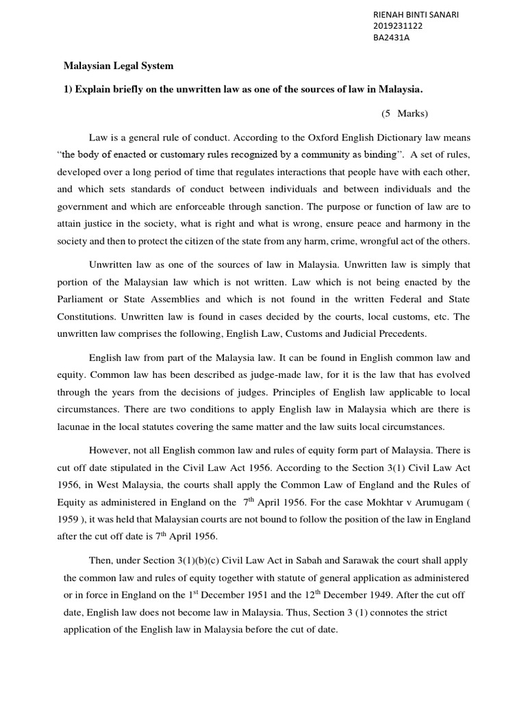 TUTORIAL QUESTION 1 FOR BUSINESS LAW (Answer) 10% | PDF