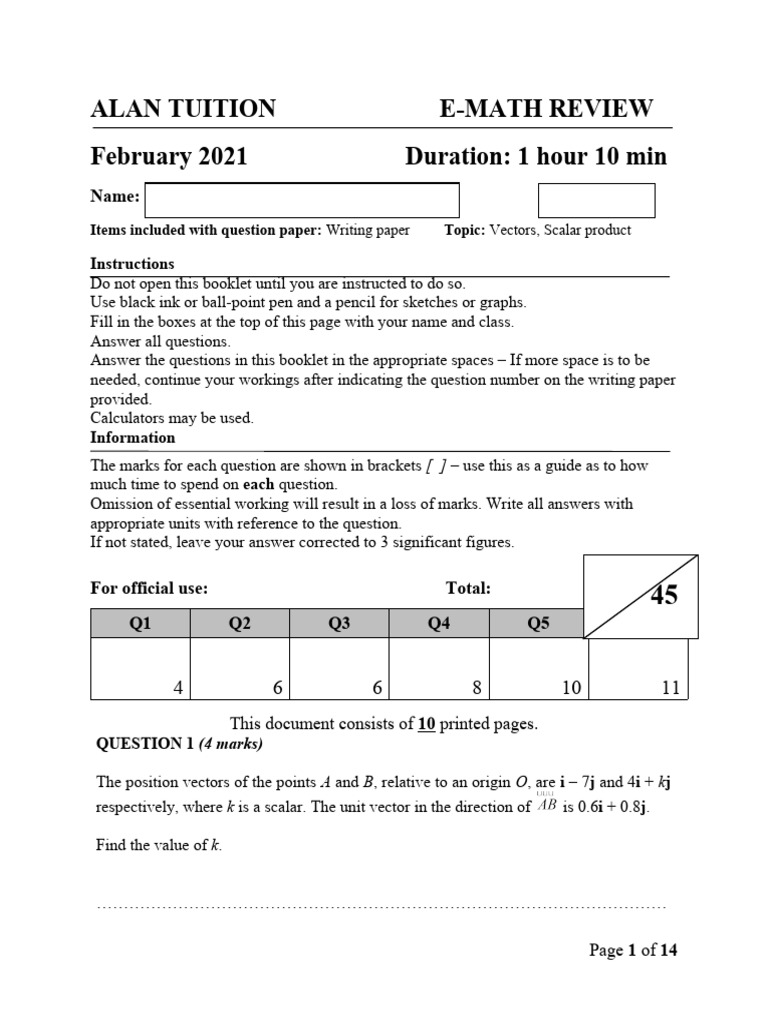 Elementary Mathematics (VECTORS) | PDF