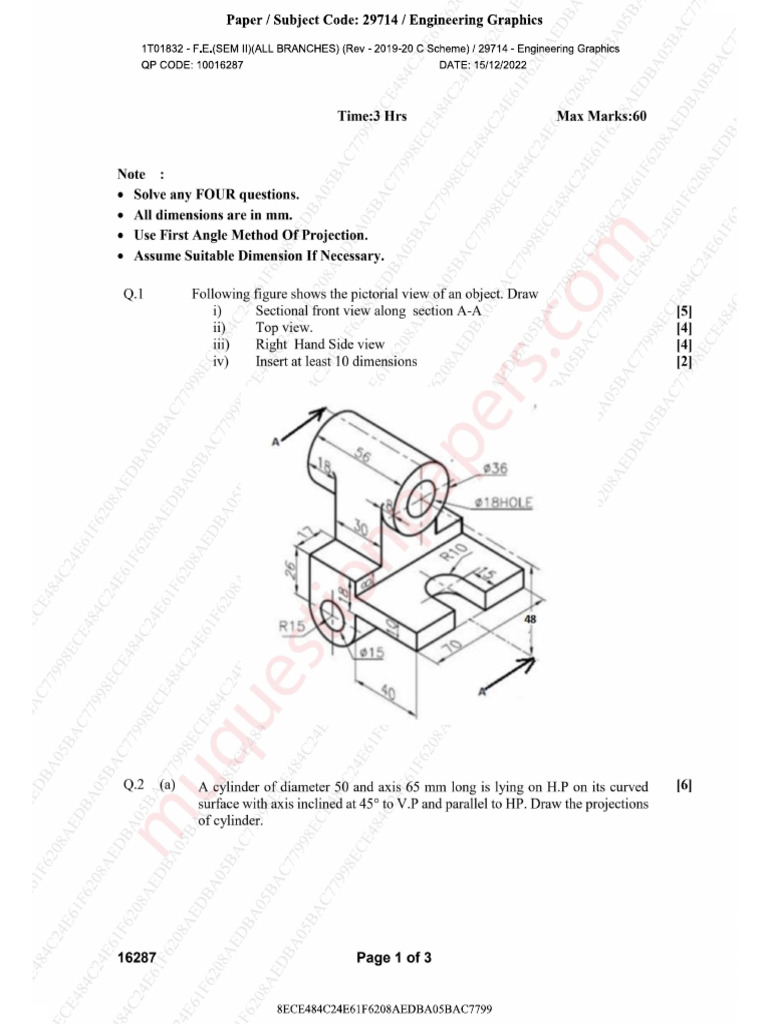 Be - First Year Engineering - Semester 2 - 2022 - December - Engineering Graphics Rev 2019c ...