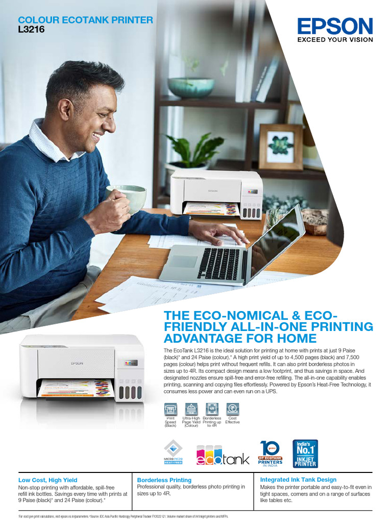 Epson L3216 Brochure | PDF | Image Scanner | Printer (Computing)