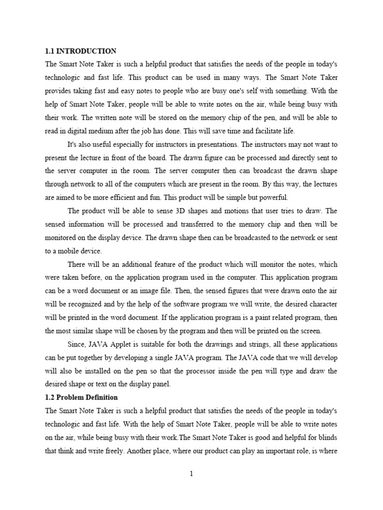 Technical Seminar Report On Smart Note Taker | PDF | Accelerometer | Personal Computers