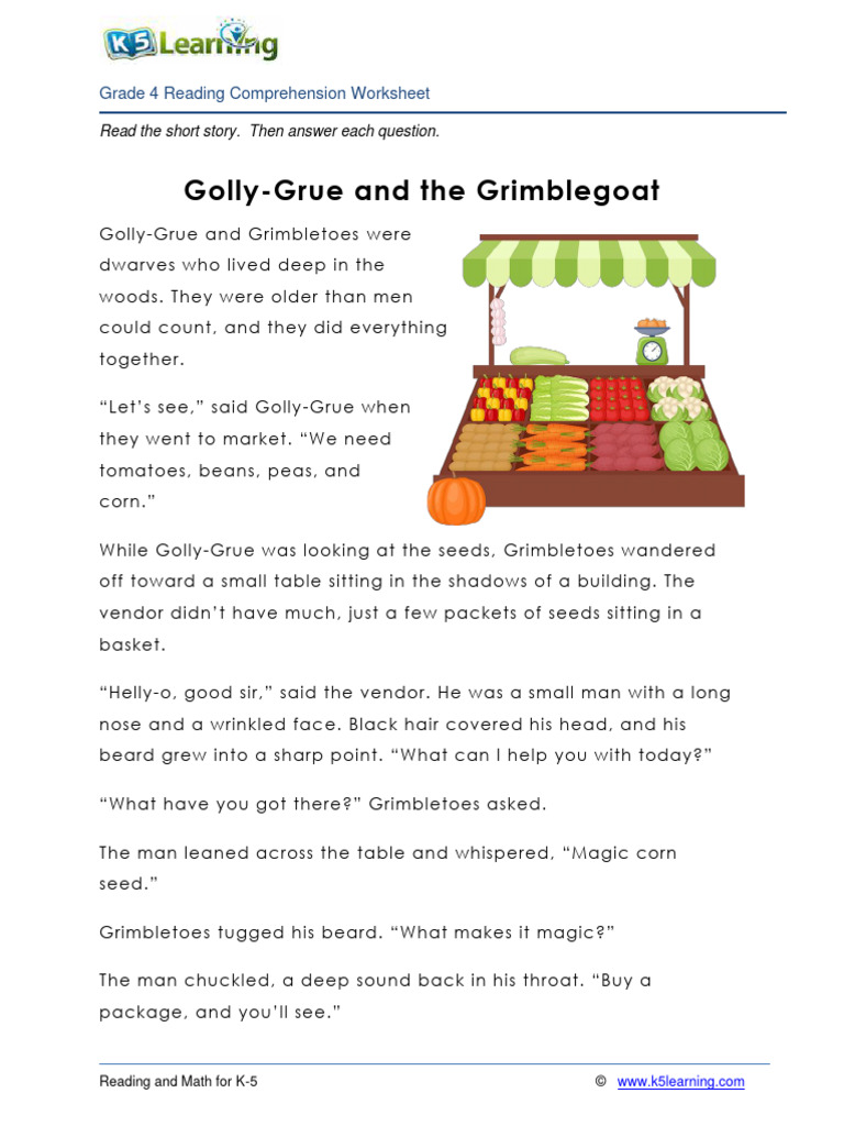 Grade 4 Story Golly Grue and The Grimblegoat | PDF
