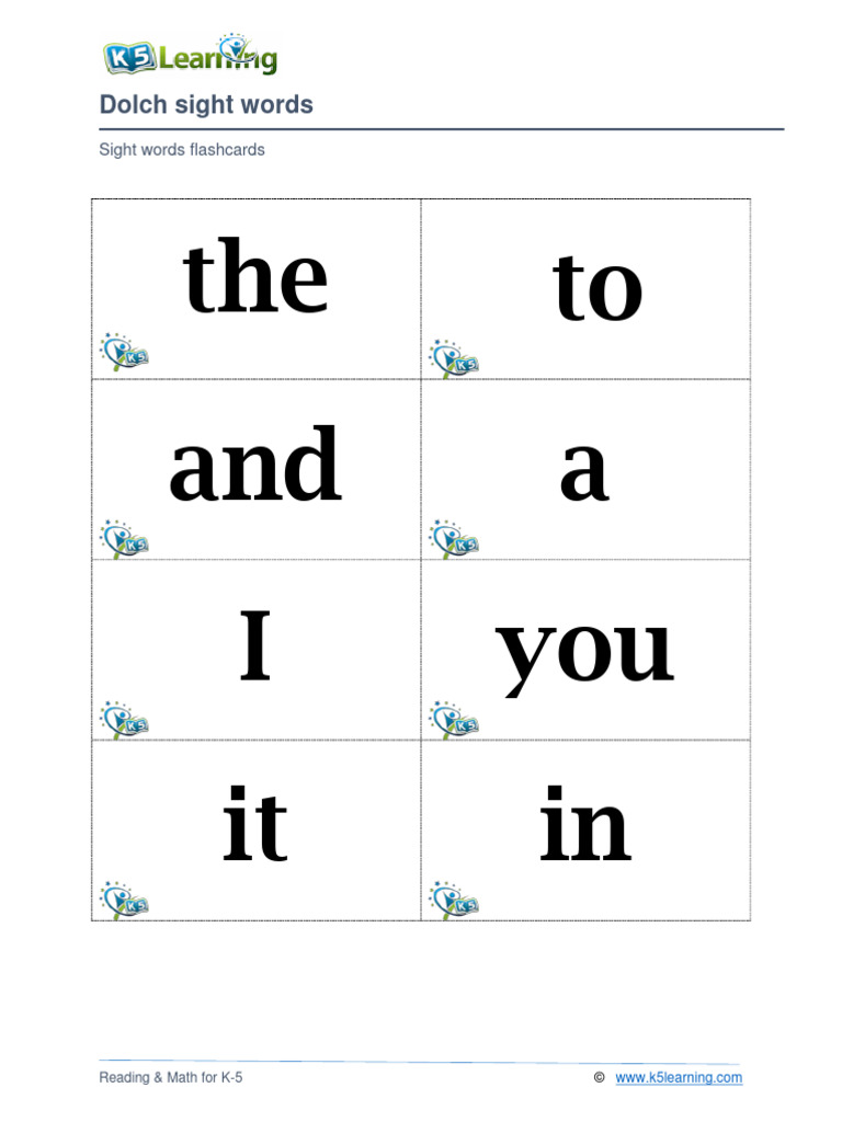 2 Dolch Sight Words Flashcards | PDF
