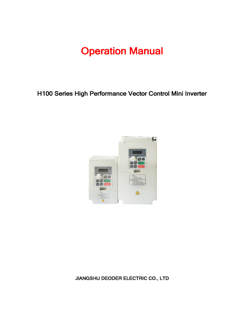 H100 VFD Inverter Manual | PDF