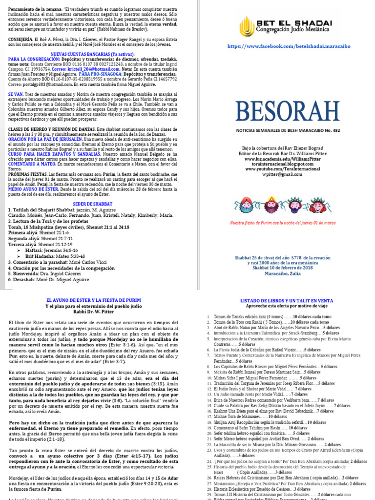 Besorah 482 - 10 de Febrero 2018 | PDF | Esther | Biblia