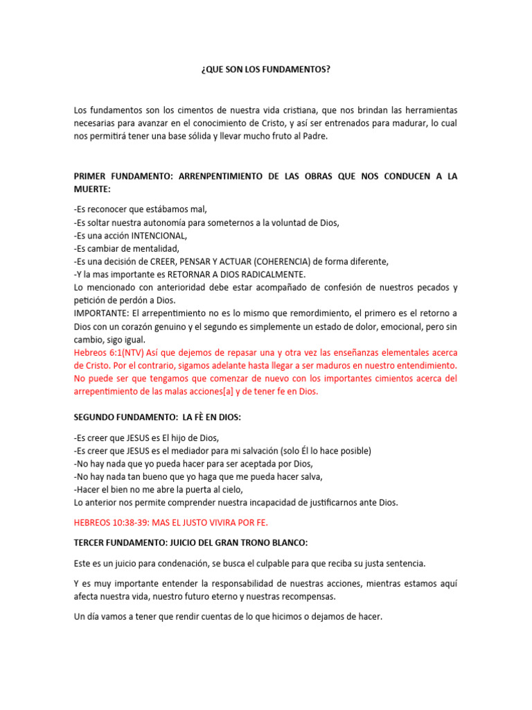 Que Son Los Fundamentos | PDF | Jesús | Fe
