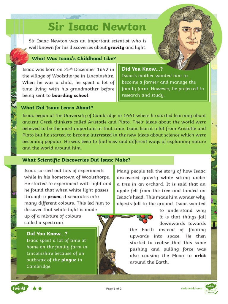 Isaac Newton Comprehension | PDF | Isaac Newton | Gravity