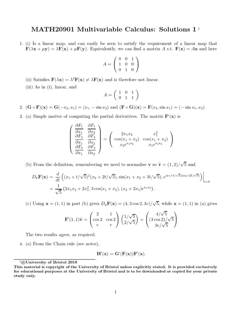 Sol 1 | PDF | Determinant | Mathematical Concepts