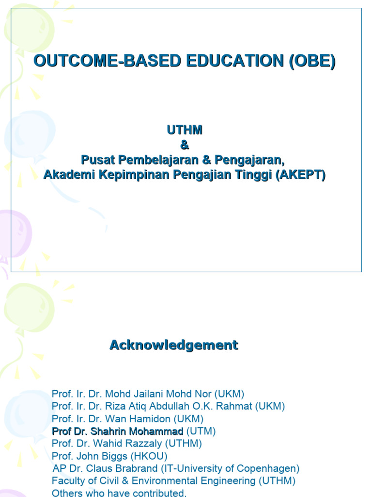 Outcome-Based Education (Obe) | PDF | Learning | Teachers