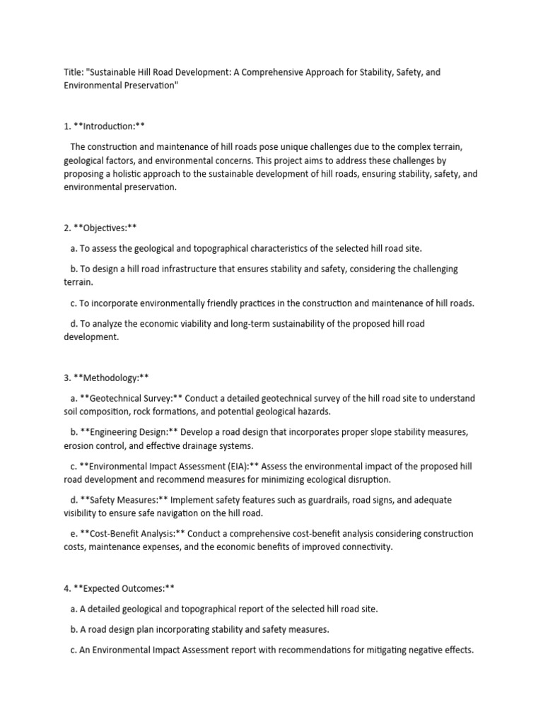 Sustainable Hill Road Development | PDF