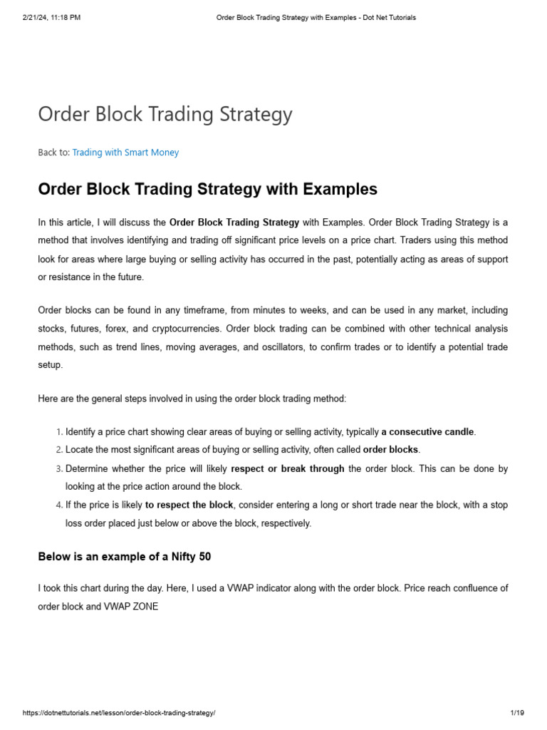 Order Block Trading Strategy With Examples - Dot Net Tutorials | PDF | Market Trend | Technical ...