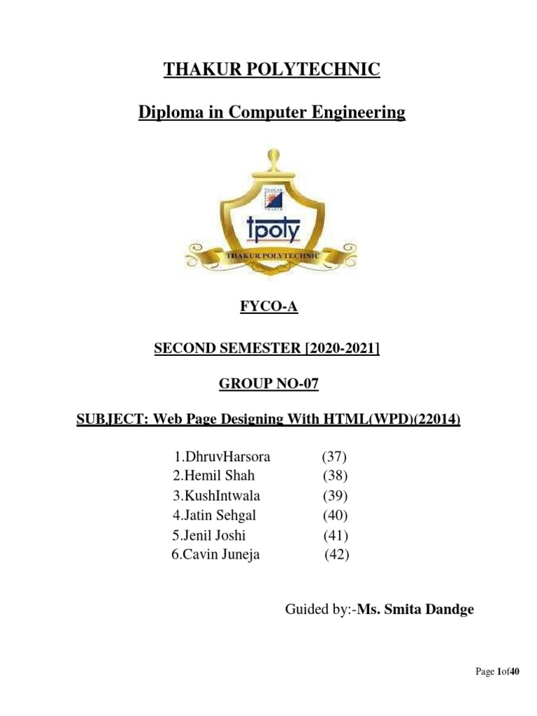 HTML Web Design Project Report | PDF | Html Element | World Wide Web