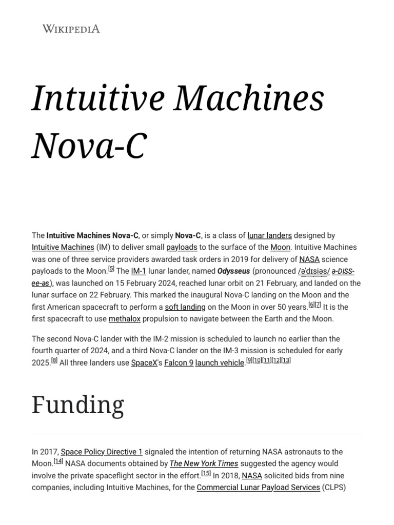 Intuitive Machines' Nova-C Lunar Lander | PDF
