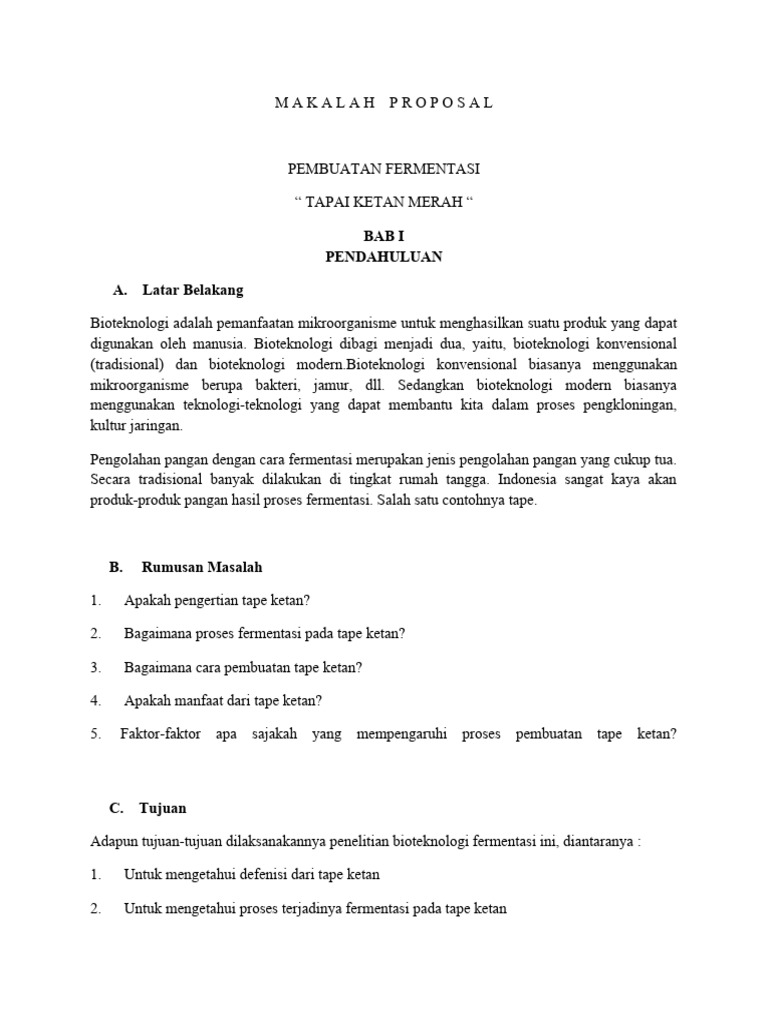 Contoh Proposal Pembuatan Tape Ketan | PDF