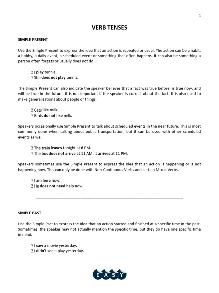 8 - Verb Tenses Complete | PDF