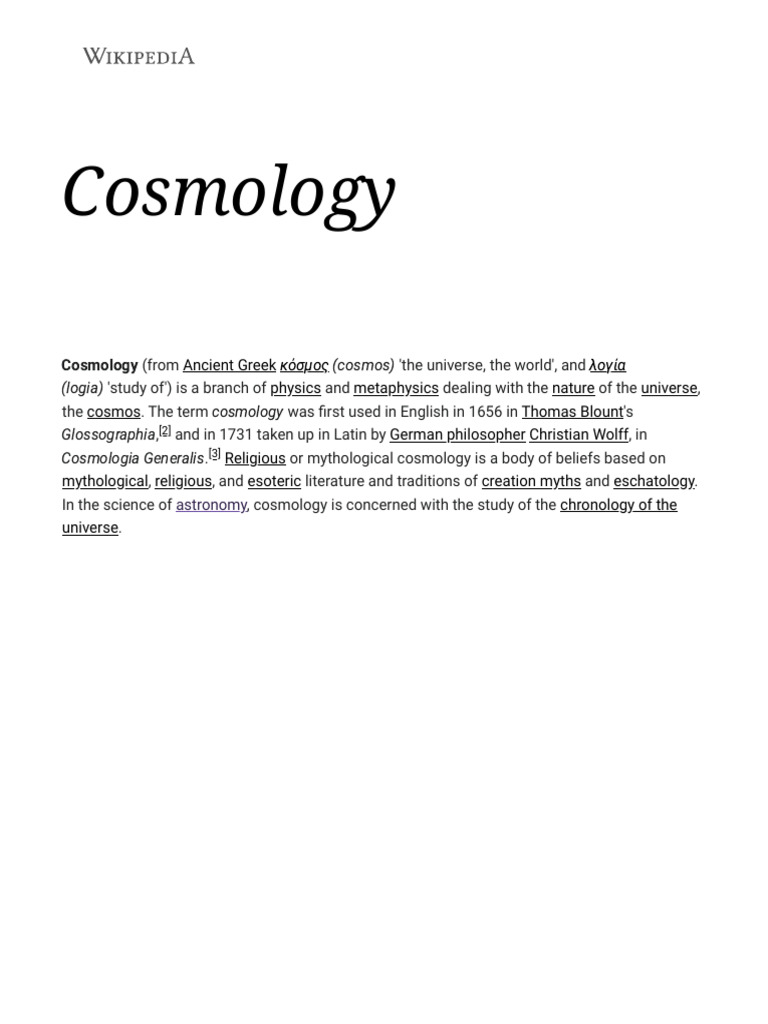 Cosmology | PDF | Cosmology | Universe