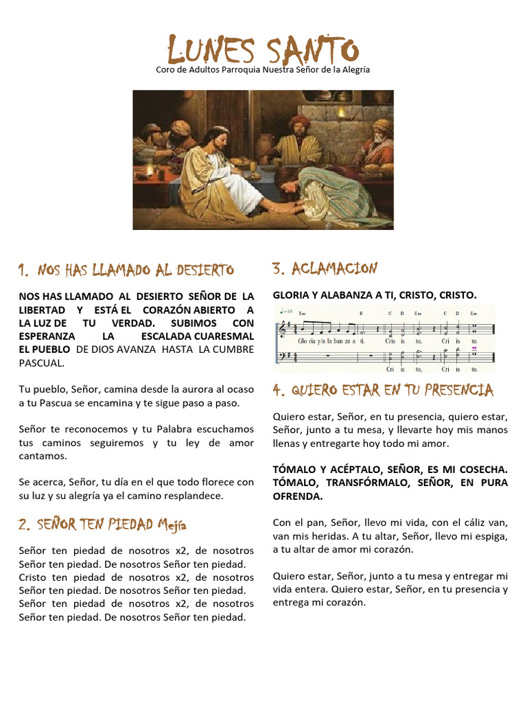 Misa de Lunes Santo: Cantos y Reflexiones | PDF | eucaristía | Cristo ...