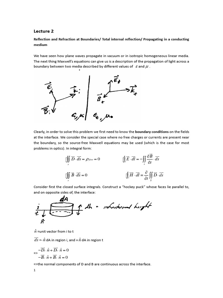Lecture 2 Reflection and Refraction | PDF | Waves | Reflection (Physics)